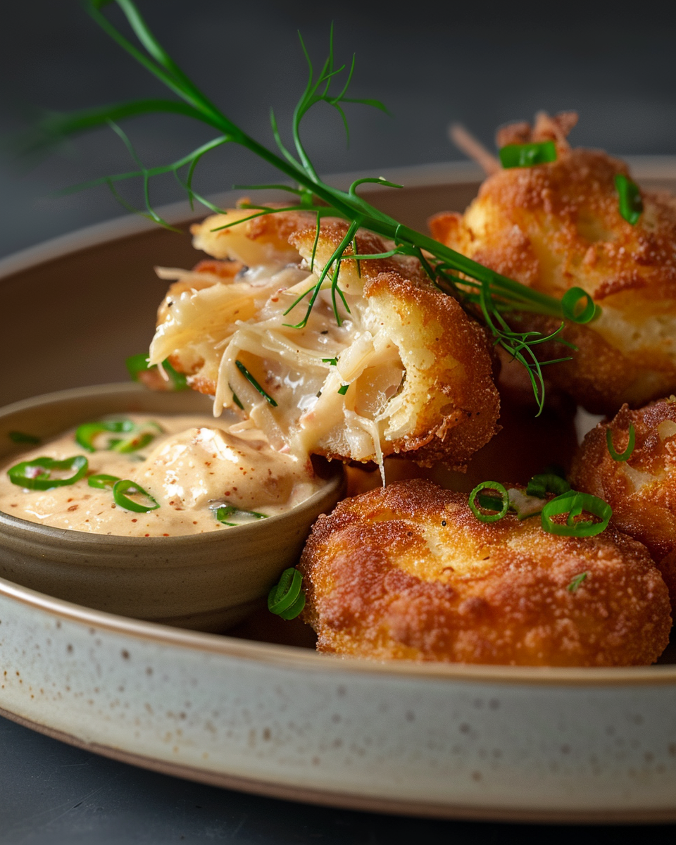 Crab Beignets with Remoulade Dipping Sauce - CookingFlash