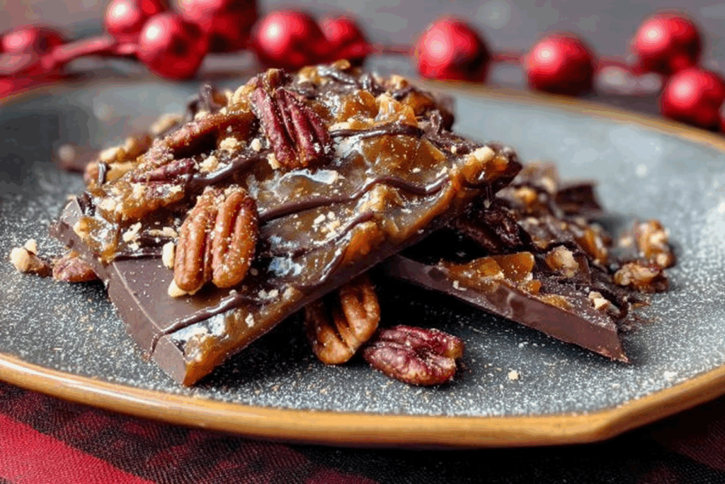Decadent Chocolate Toffee Pecan Brittle Treat