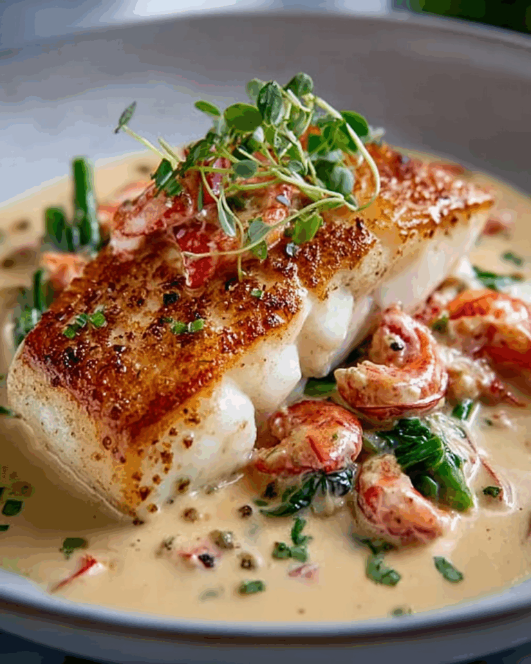 Seaside Snapper with Lobster Cream Sauce Delight
