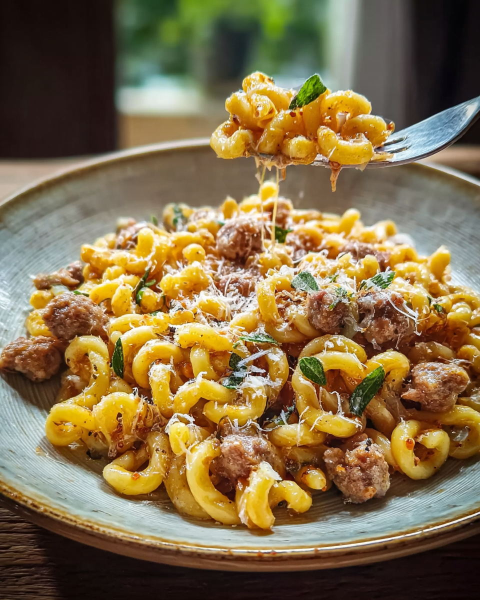Gramigna Pasta with Sausage - CookingFlash