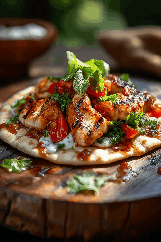 Savory and Easy Garlic Chili Honey Chicken Pita - CookingFlash