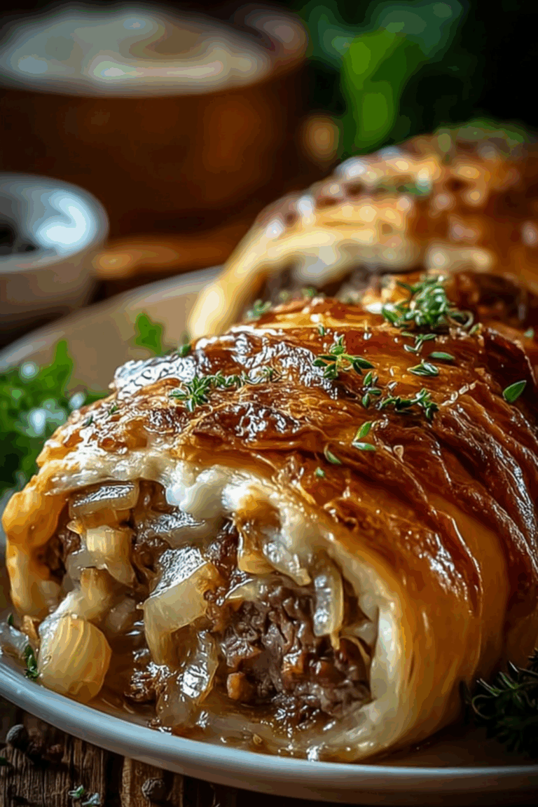 French Onion Beef Roll - CookingFlash