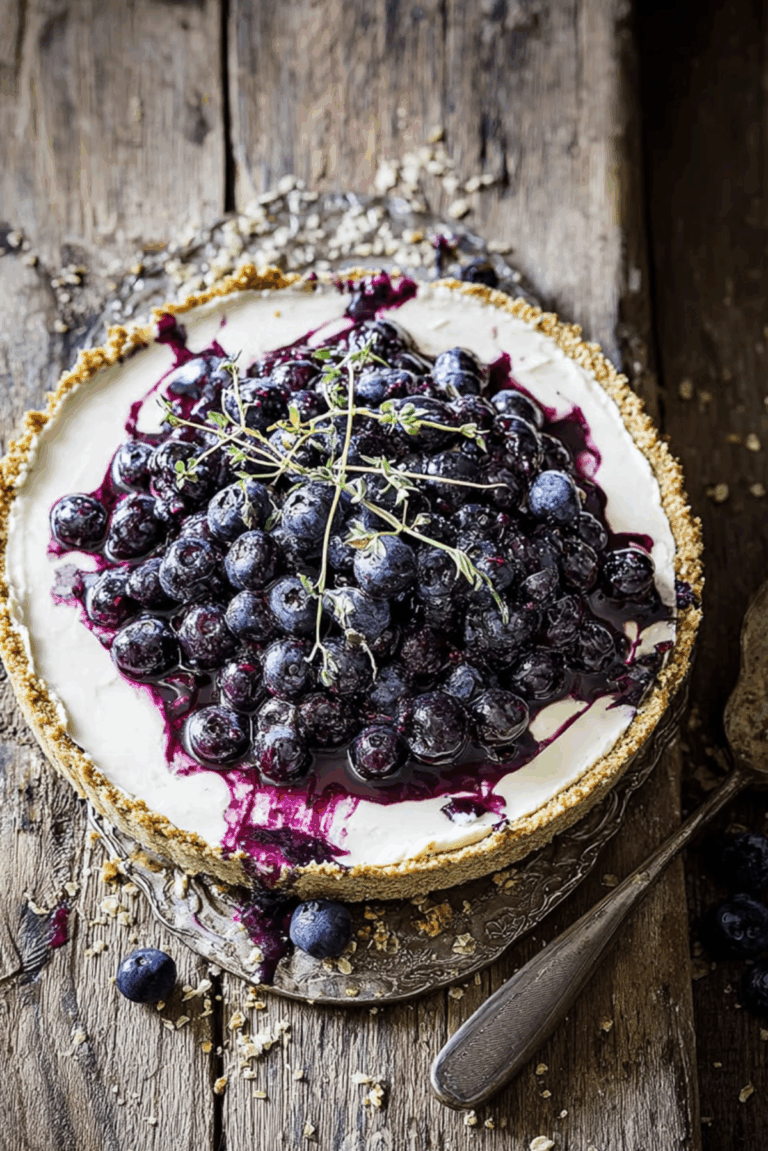 No-bake Blueberry Cheesecake with Oat Crust - CookingFlash